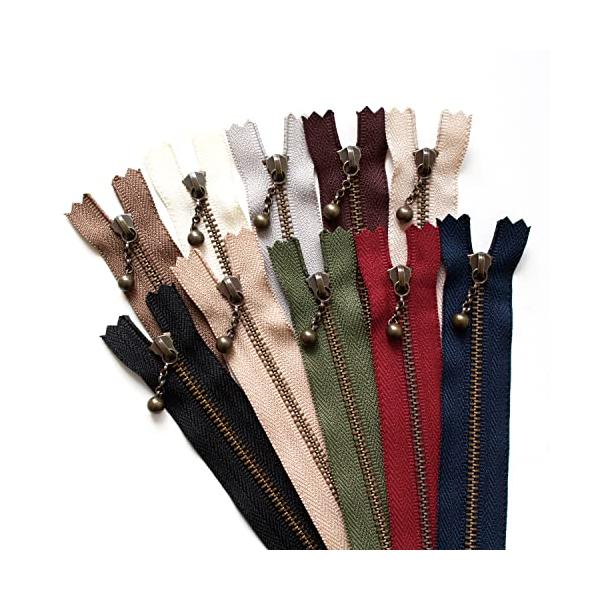 アンティークゴールド/-/3GKB10-10MIX・パッケージ個数:1・サイズ/10cm・10色セット・素材/テープ部分:ポリエステル、チェーン部分:真鍮合金、スライダー部分:亜鉛合金・ミニポーチ、小銭入れからバッグ、洋裁のポケットなど幅広...