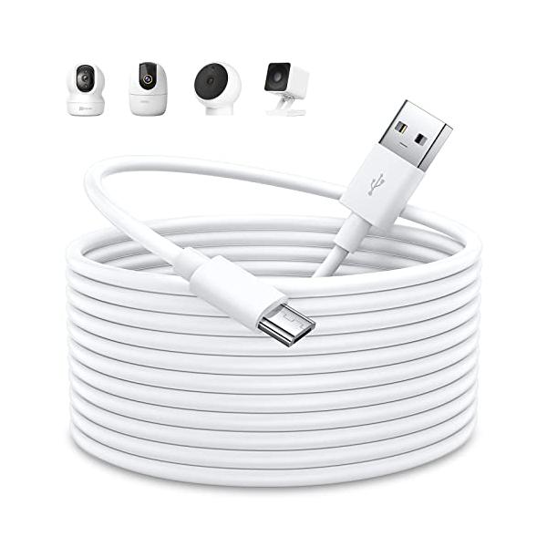 ホワイト/10M/-・Color:ホワイトSize:10M・パッケージ内容：USB A to Micro usb 電源ケーブル*1本 (10M） ケーブルステップル配線固定用*10個。(給電・充電専用のUSBケーブルです。データ転送対応しま...