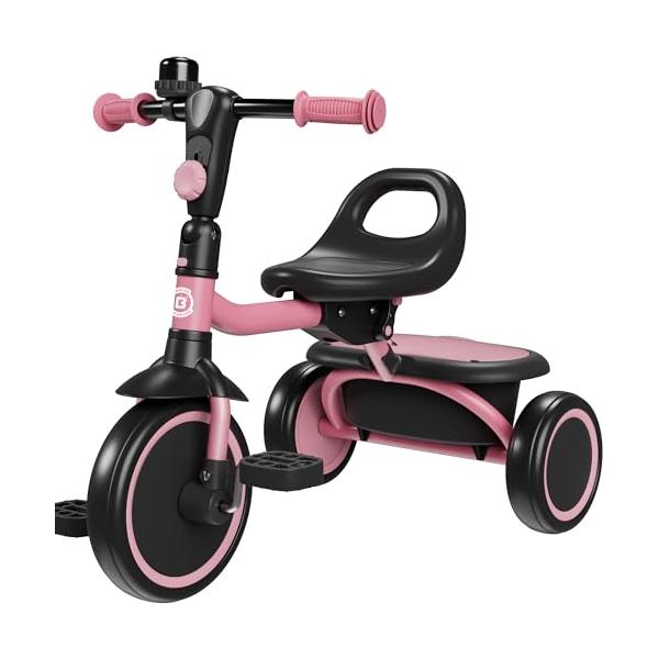 ピンク/-/-・Color:ピンク・子供用2in1収納三輪車この子供用三輪自転車は、好奇心で世界への探求心を持っている生後18ヶ月から5歳のお子様に最適です。お子様のハンドリングを育みます。・2IN1のデザイン乗るモードと折りたたむモードを...