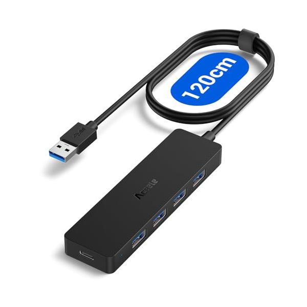 ブラック/4ポート-120cm/-・Size:4ポート-120cm・5 in 1 USBハブ USB 3.0 ハブは、USB ポート 1 を 4 に変えます。キーボード、マウス、ウェブカメラ、スピーカー、USB ディスク、プリンター、USB...