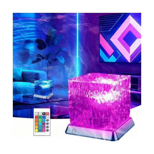 シンプル-1個シルバー/-/LETOUR・Style:シンプル-1個・幻想的なダイナミックな水紋光：オーロラランプは、ミニマリズムデザインを基にしたスタイリッシュな仕上がりで、内部の回転ライトシートによって駆動され、水紋が流れ、暖かくロマン...