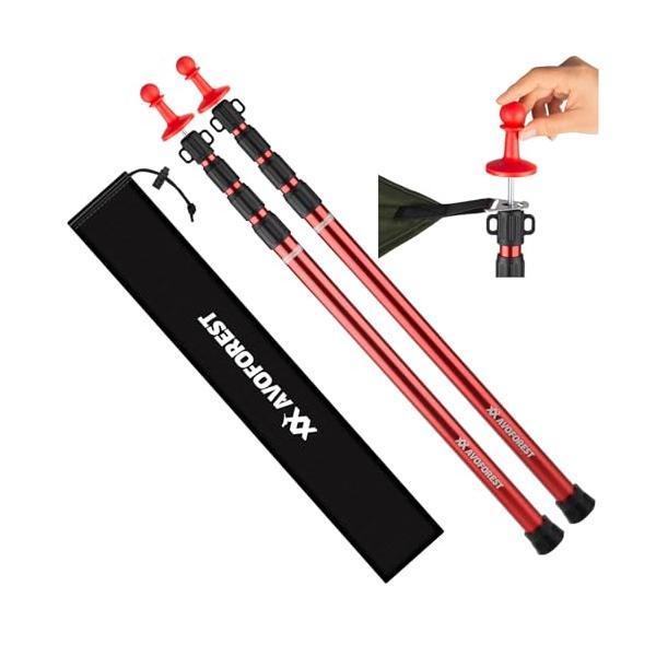 赤色/-/-・Color:赤色・?新設計の強化ロック構造:AVOFORESTのタープポールは、強化ロック機構を採用。強風下でもしっかり固定でき、タープ設営時に高い安定性を発揮します。ポールをスライドして軽く回すだけで長さ調節が。キャンプ初心...