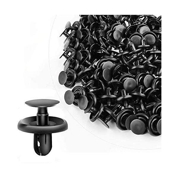 ブラック/-/-・規格素材：ナイロン　カラー：ブラック　トップ直径：約20mm　茎の長さ：約10mm　フィット穴サイズ：約7mm　パッケージ: 100 x プラスチック製のリベット(Non-OEM)・自動車用リベットこのクリップは、7mmの...