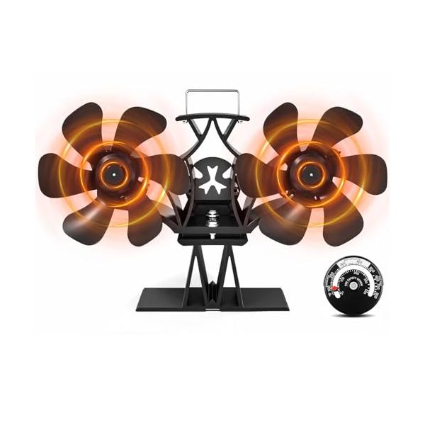 -/12枚羽/-・Size:12枚羽・パッケージ個数:1・??ダブル6枚ブレード・風量UP+超静音 新登場の双頭6枚羽根ストーブファンは、左右に独立した2つのモーターと12枚の羽根で、かつてないほどの強力送風を実現！約25度の弧形カーブ加工...