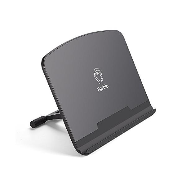 Parblo PR100　タブレットス タンド/-/-・調節な角度：15°?90°無段階で傾斜が変えられる 傾斜調整のやり方もシンプルで、とくに力を入れる必要はない・装置を置く部分には引っかき傷を防ぐためのゴム層があり、スタンドの底部にも滑...