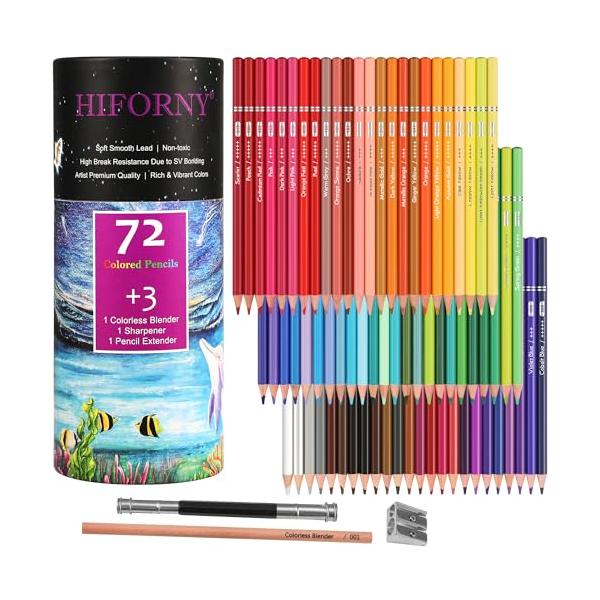72 色/1 count (Pack of 1)/-・Color:72 色・パッケージ個数:1・色鉛筆一式セットソフトコア色鉛筆 72本、無色のブレンダー鉛筆 1本、鉛筆エクステンダー 1本、メタルシャープナー 1本。初心者でもプロのアーテ...