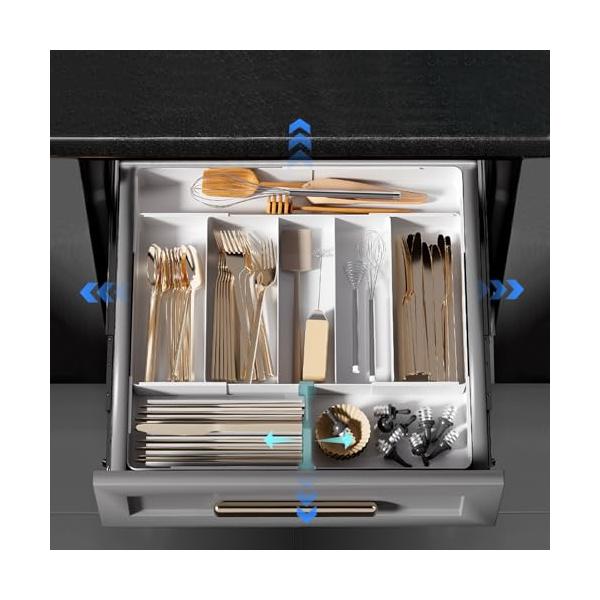 4面伸縮ホワイト/4面伸縮W27~51×D27~51×H5/-・Size:4面伸縮W27~51×D27~51×H5Color:ホワイト・4方向への伸縮4方向にも自由に調整できるため、引き出しや収納スペースに完璧にフィットさせることができます...