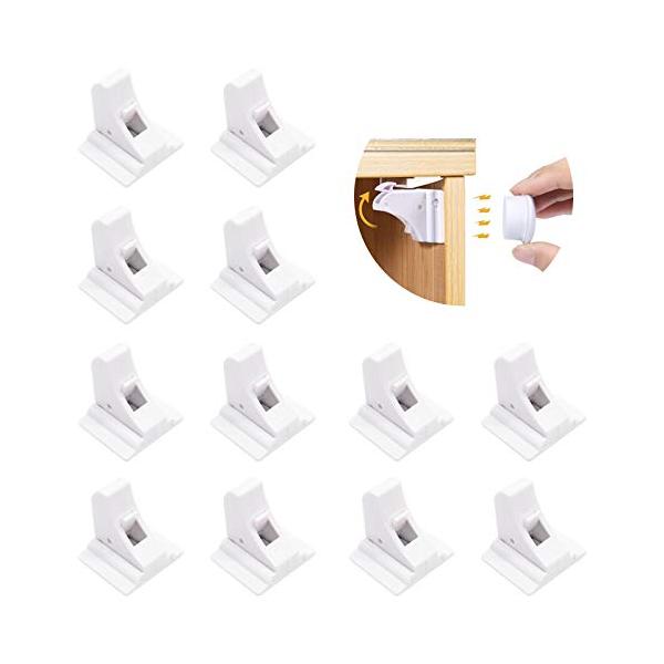 ロック*12+キー*2+固定器*2/-/CX-006・Color:ロック*12+キー*2+固定器*2・強力両面テープ+環境保護ABS材質優れた両面粘着テープと環境に優しいABS素材で作られたチャイルドロックは、粘着力が強くて、しっかり貼り付...