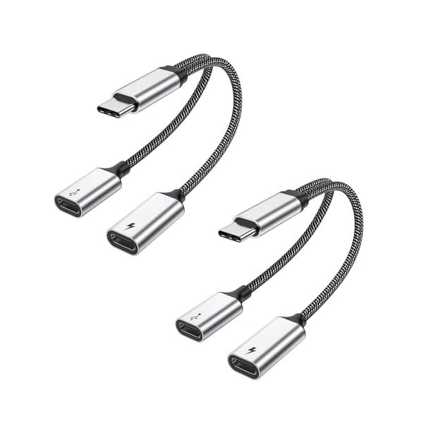 グレー/2パッケージ/0・Size:2パッケージColor:グレー・パッケージ個数:1・USB CからデュアルUSB Cスプリッタ2 in 1 USB Cスプリッタは、簡単にお使いのデバイスの1つのUSB Cポートを2つに拡張することができ...