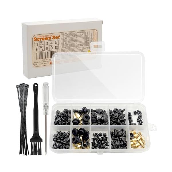 -/3.5mm x 10mm/-・Akuolyパソコンネジ組立ねじセット 3.5‘HDD 2.5 SSD マザーボード コンピュータケースネジ ?作パソコDIY PCファン、計166本入・パソコンネジ組立ねじセット：3.5‘HDD 2.5 ...