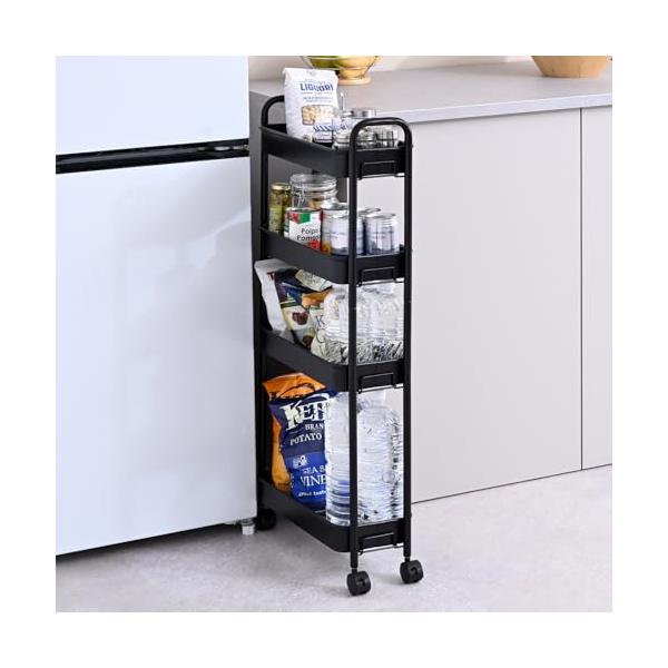 4段スリムブラック/幅43×奥行18.5×高さ95cm/LBW-4FS(MBK)・Color:ブラックStyle:4段スリム・パッケージ個数:1・組立てカンタン工具不要でパーツをはめるだけでカンタンに組み立てできる収納ワゴンです。・キャスタ...