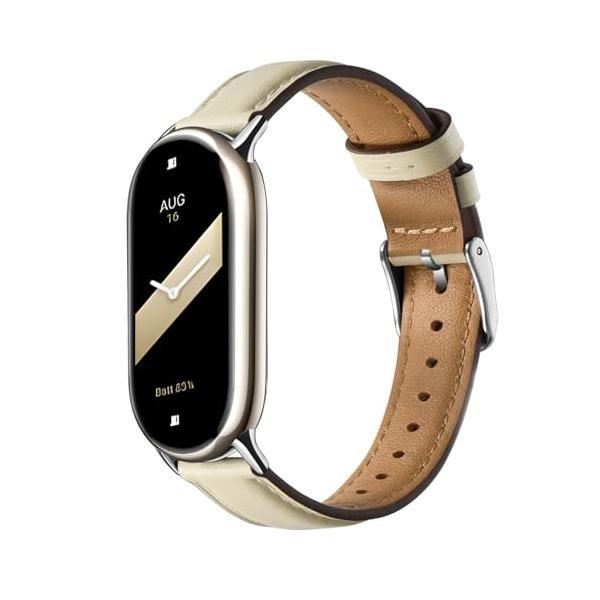 Luxuryアイボリー/シルバー/-/-・Color:アイボリー/シルバー・ブランド：WFEAGL対応機種コンパチブル mi band 10/9/8 レザー シャオミ スマートバンド10/9/8 替えバンド 用 おしゃれバンド ビジネス 男...