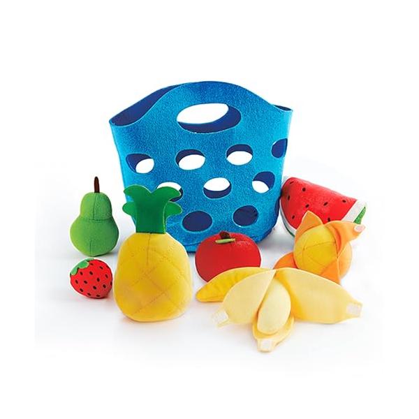果物バスケット/ワンサイズ/E3169・Color:果物バスケット・パッケージ個数:1・世界60か国以上で愛される知育玩具、ハペのおもちゃ・ふわふわやわらかい布製のフルーツのおままごとセットです。