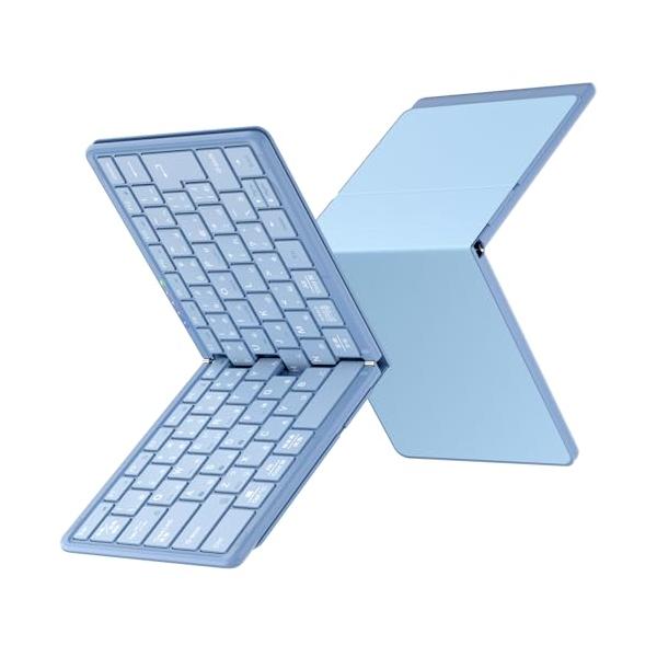 ブルー/小型/B013・Color:ブルーSize:小型・パッケージ個数:1・?革新進化版・標準JIS配列2つ折り畳み式キーボード折りたたみキーボード はJIS規格標準日本語配列で、大型のEnterキー、左右shiftキー、左右Altキーを...