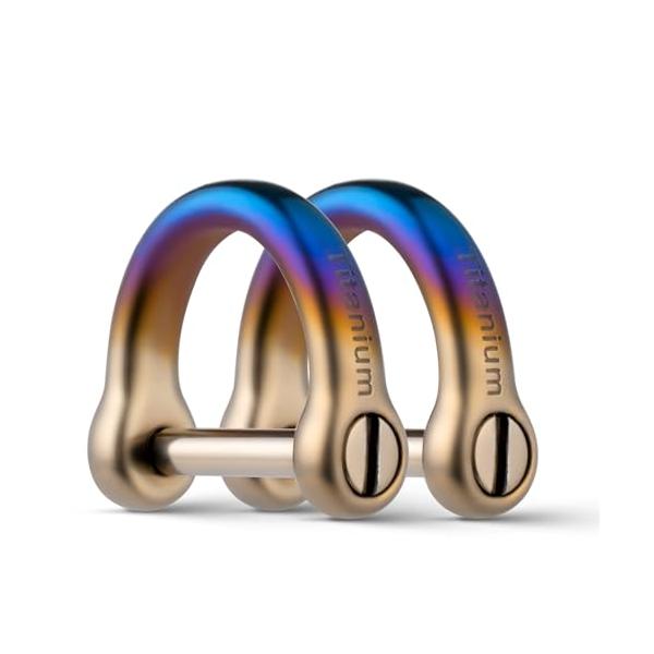 キーホルダーチタン Dリング 虹色/S*2個/外径(横)18*(縦)17mm 内径(横)13*10(縦)mm ネジ棒の直径2.5mm 重さ約3g/-・Color:チタン Dリング 虹色/S*2個・材質：チタンは、軽く、強く、海水にさらしても...