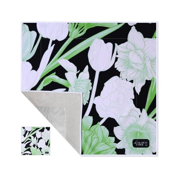 03 White Flowers/50X50CM/LAKA001・Color:03 White Flowers・[ピタッとくっつく保冷温クロス] 高密度構造の特殊な生地で作られており、内側のアルミコーティングでしっかり保冷＆保温、サイズや形...