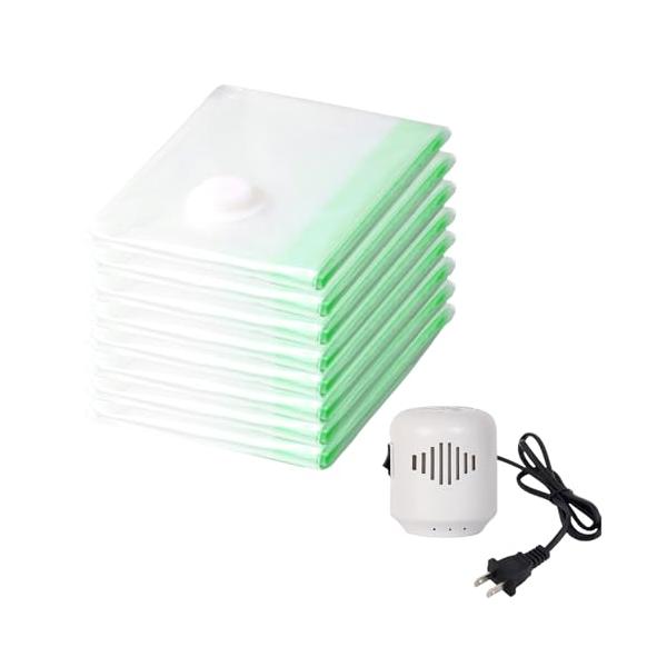 グリーン/7枚組/HXU08X・Size:7枚組・7枚セットで家中まるごと整理整頓S(40×60cm)・M(60×80cm)・L(80×100cm)・XL(100×120cm)の全サイズを網羅した7枚入りのふとん圧縮袋セット。タオルや子供服...