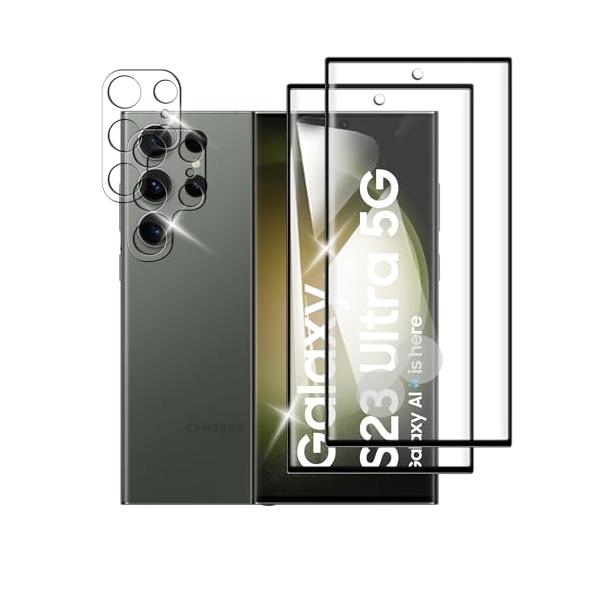 透明です/2枚＋2枚Galaxy S23 Ultra/-・Size:2枚＋2枚Galaxy S23 Ultra・○ セット内容○ ：2枚対応機種用の ガラスフィルム+2枚対応機種用の カメラフィルム・○ 指紋防止＆撥水撥油性 ○： 疎油性コ...