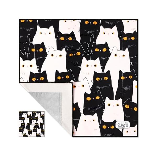 12 Black and White Cats/50X50CM/LAKA001・Color:12 Black and White Cats・[ピタッとくっつく保冷温クロス] 高密度構造の特殊な生地で作られており、内側のアルミコーティングでし...