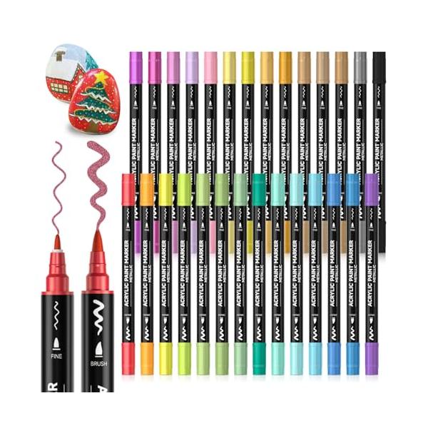 メタリックメタリックカラー/-/-・パッケージ個数:1・アクリルペンセット28色メタリックカラーのアクリルマーカーペンセットです。鮮やかな発色で、豊かなカラーバリエーションで、多孔質の素材に向いています。独特な光沢感を持ち、光に当てればギラ...