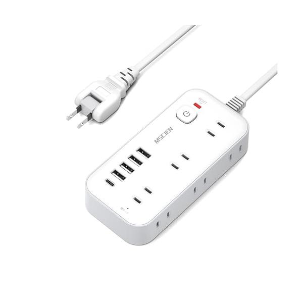 -/1m/YP35U・Size:1m・1台11役・延長コードusb付き：6個のAC差込口、1個のUSB-Cポートと4個のUSB-Aポートに搭載されたマルチタップ。最大11台デバイスを同時に充電でき、コンセント不足問題を解決します。正面と側面...