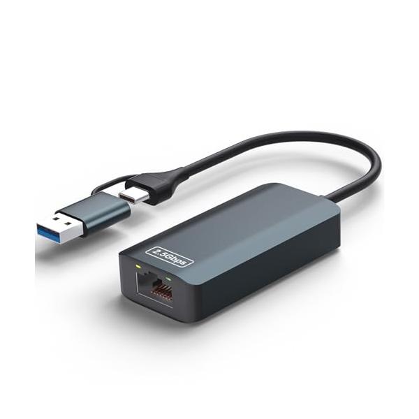 2.5Gbps対応の高速通信 : Type-C LAN  有線LANアダプターは最大2500Mbpsのまでの高速回線速度を提供します。Wi-Fi接続よりもっと安全及び信頼性の高い接続を提供し、超高速ネットワークスピードで音楽、映画、写真アル...