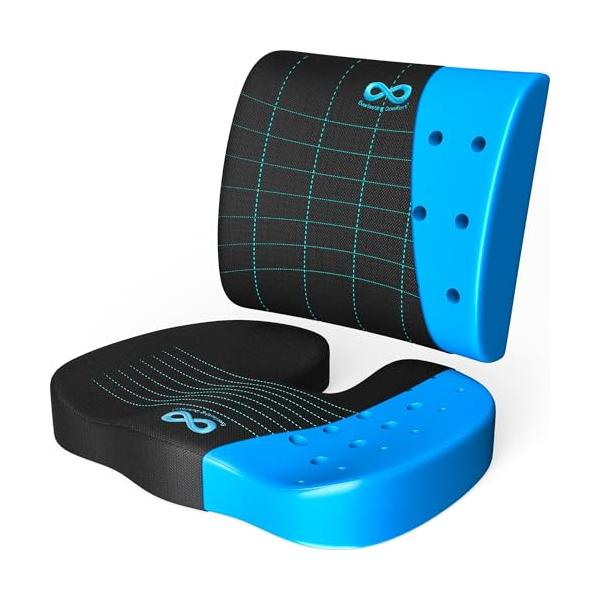 アップグレードされたジェル注入メモリーフォーム。2. Mit Gel angereichertes Sitz- und Ruckenkissen (Schwarz)/17.5L x 14W x 2.75H/Seat Cushion Back...