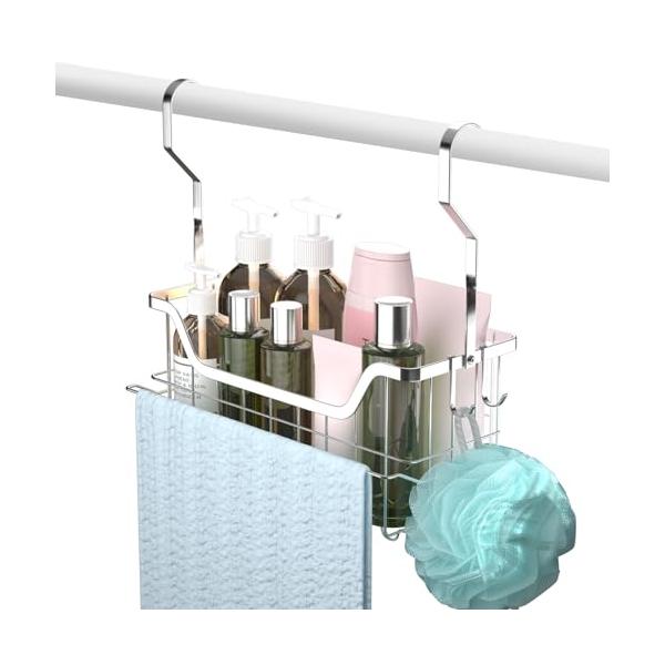 シルバー/Ｍ/DYXGDG-UD・パッケージ個数:1・収納豊富で使い勝手抜群浴室の整頓に最適なバスケットです。タオルハンガーや洗濯物バーに掛けて使うことはもちろん、ボディケア用品や洗顔料の整理、お子様のおもちゃや掃除用具の収納にもピッタリで...