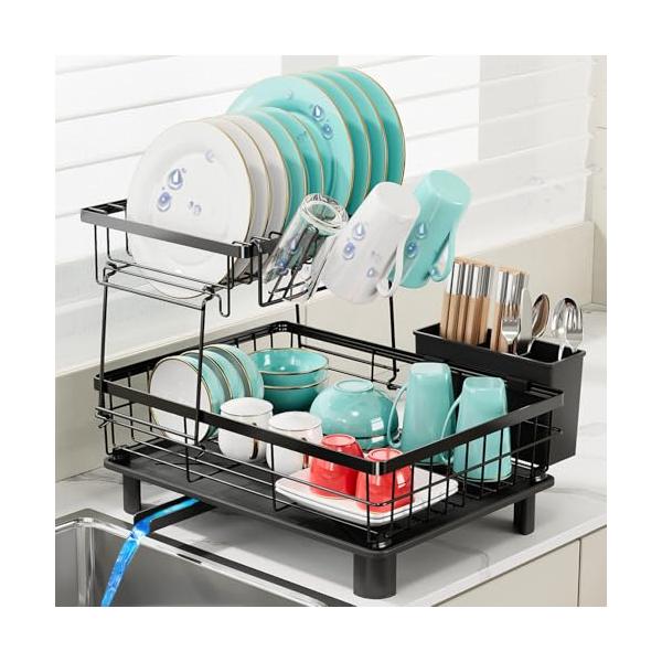 ブラック/2段式 タイプB/-・Color:ブラックSize:2段式 タイプB・商品仕様2段式水切りラック / 材質:メタル+防錆コーティング / サイズ：長さ38*幅28*高さ31CM。多用途＆省スペース：この水切りかごは食器ごとにエリア...