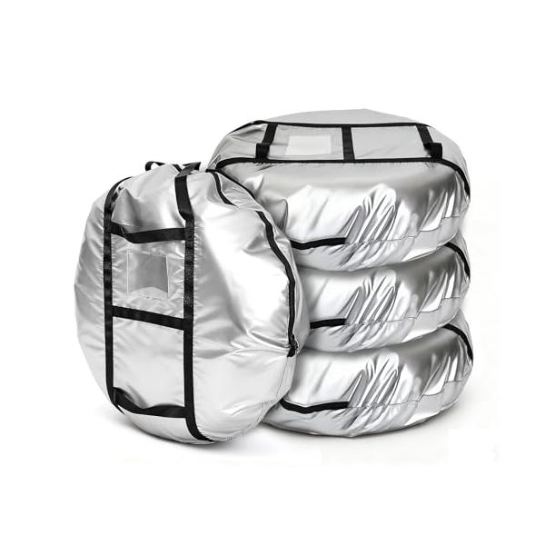 4枚入り-シルバーシルバー/4枚入り-L-91*91*1CM/-・Size:4枚入り-L-91*91*1CMColor:シルバー・製品仕様L：直径91×高さ1cm、外径70cm以下のタイヤに対応。小型車、普通車、SUV、トラック用タイヤなど...