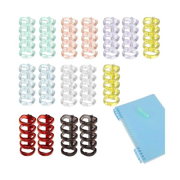 C/-/SLHYJ・Color:C・??豊富な色と実用性??16個のルーズリーフ リングセットを8種類の明るい色で提供。高便利性クリップセット、サイズ：内穴径約13mm、穴の距離約6mm、高さ約42mmのバインダー リング設計。可愛らしい色...