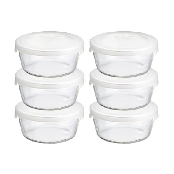 クリア/-/なし・パッケージ個数:1・サイズ(約):幅113×奥行111×高さ52mm、満水容量:300ml・本体重量(約):1個/175g・素材・材質:本体/耐熱ガラス、フタ/ポリプロピレン・生産国:日本・食器洗浄器:使用可、電子レンジ:使用可