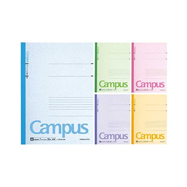 5冊A罫・カラーアソート/1号(A4)/ノ-203CAX5・Color:A罫・カラーアソートSize:1号(A4)Style:5冊・パッケージ個数:1・大きくて使いやすいA4サイズのキャンパスノート5色パック!・サイズ A4(210×297...