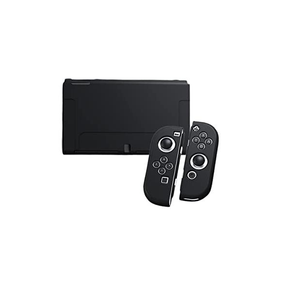 ブラック/-/-・Color:ブラック・対応機種：任天堂Nintendo Switch ニンテンドー スイッチ有機ELモデル・柔軟性と頑丈さを兼ね備えているTPUゴムで作られており、本体を全面カバーでき、衝撃や傷、汚れなどからしっかり保護し...