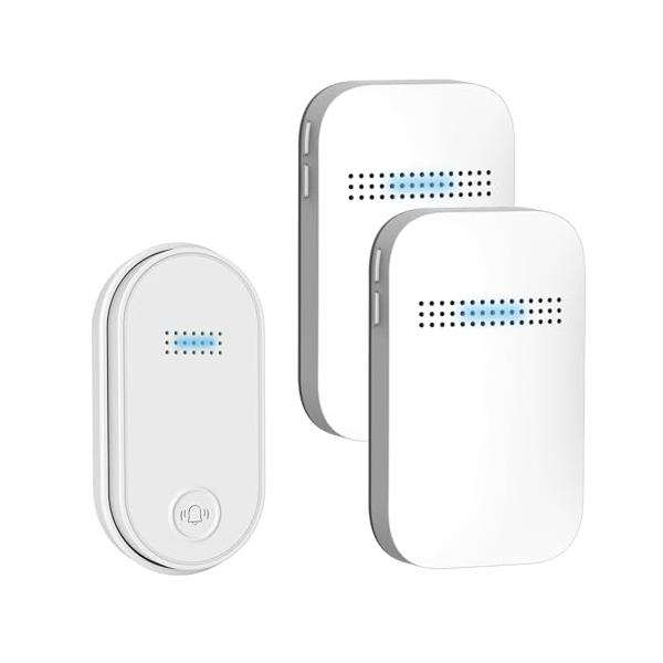 ホワイト/1送信機+2受信機/DB・Size:1送信機+2受信機Color:ホワイト・38曲4段階音量調節のワイヤレスチャイムこのチャイムの発信機を押すと、受信機が音を立てながら青いライトが点滅してお知らせします。さらに38種類の曲と0-1...