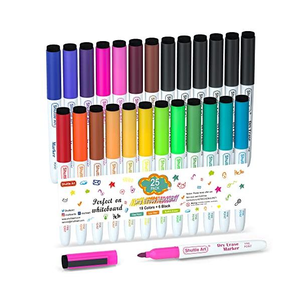 洗濯、上質。ホワイト/1 Count (Pack of 25)/SADEM-C19+6B-white barrel・Color:ホワイト・パッケージ個数:1・19色マーカーペン25本ご使用いただけるホワイトボード用マーカーペンセットです。黒...