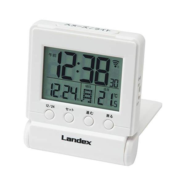 電波 小型 折畳ホワイト/(約)高さ8.2×幅7.2×奥行き8.5cm/YT5266WH・パッケージ個数:1・コンパクトに折りたためて持ち運びに便利な目覚まし時計・時刻合わせが不要の電波時計。カレンダーやスヌーズ・バックライトなど機能も豊富...