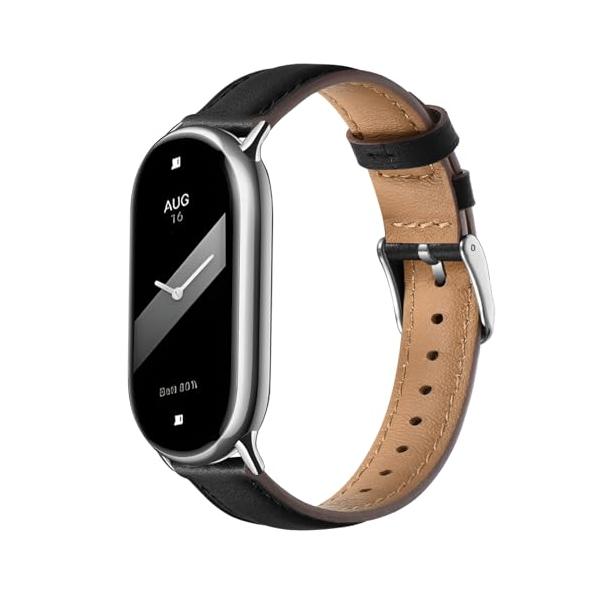 Luxuryブラック/シルバー/-/-・Color:ブラック/シルバー・ブランド：WFEAGL対応機種コンパチブル mi band 10/9/8 レザー シャオミ スマートバンド10/9/8 替えバンド 用 おしゃれバンド ビジネス 男女兼...