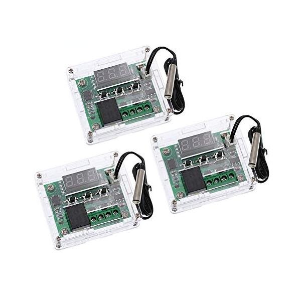 透明/-/-・パッケージ個数:3・仕様モデル：W1209、サイズ：48*40ミリメートル。・温度制御モード：ON/OFF、温度範囲：-50〜110℃、測定精度：0.1℃。・ケースは組み立て式です。アクリル板は保護シートに覆われています。水に...