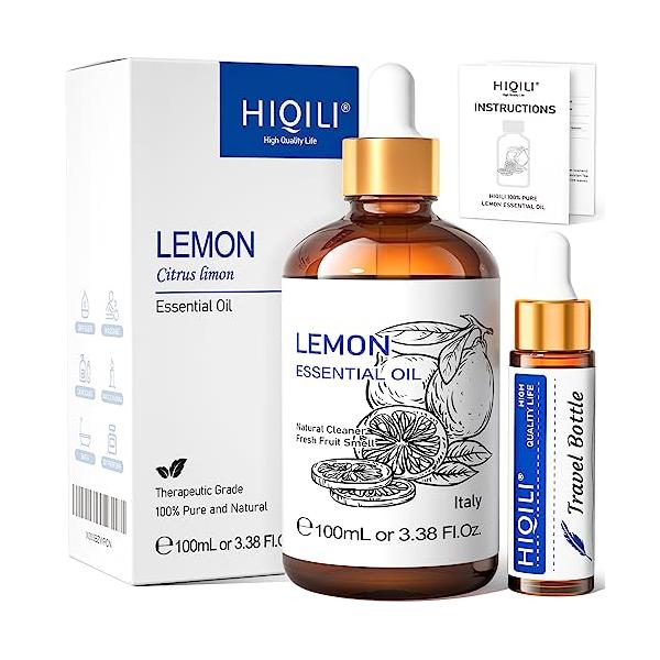 ライトイエロー/3.38 Fl Oz/-・ScentName:Lemon・「100％天然」HIQILI レモン精油は、高品質のイタリア産レモンを原料として、皮からコールドプレス製法で抽出された純度100％のエッセンシャルオイルで、合成香料や...