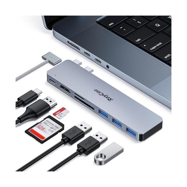 -/-/7in1ハブ・Model:7in1ハブ・MacBook専用多機能7-in-2ポート搭載このMacBook ハブは、Thunderbolt 3ポート（最大100Wの充電・40Gbpsのデータ転送）、USB-Cデータポート、USB3.0...