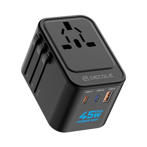 黒い/GaN45W/DQZ8・Size:GaN45WColor:黒い・[ワールドワイドに対応]　本製品は差し込みプラグの形状を変換するための「変換プラグ」です。世界中で使用されている４タイプに対応です。1.タイプＣはほぼヨーロッパ、2.タイ...