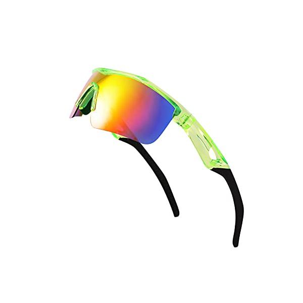 モダングリーン・レッド/-/B2454・Color:グリーン・レッド・FEISEDY 子供用スポーツサングラスフレームは光沢仕上げで塗装されています。テンプルは耐水性のゴム素材でできており、汗をかいてもこめかみや頬の摩擦を改善します・FEI...