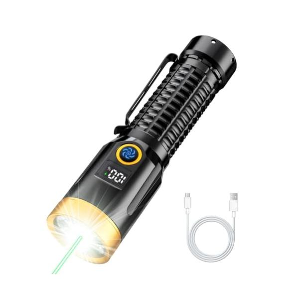 ブラック/-/B02JP・3 種類の操作方法で 7 種類の照明モードを自在に切り替え：単押しで低輝度→中輝度→高輝度を順次切り替え、ダブルクリックで極輝度と爆?モードを即座に起動、長押しで緑色光線指示灯単独モードまたは「緑色光線指示灯 + ...