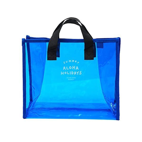 Modernブルー/縦28cm×横35.5cm×底マチ15cm/0614-totebule・Color:ブルー・夏に向けプールバッグシンプルで可愛い色付きプールバッグ。内側は程よい厚みのPVC素材を使用し、濡れたものを入れても大丈夫です。マ...