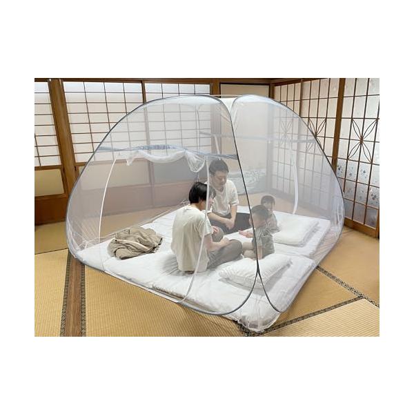 ホワイト/2〜3人用（キング・2024モデル）/KAYA-03・Size:2〜3人用（キング・2024モデル）・パッケージ個数:1・サイズ幅250×長さ230×高さ150cm　大人4人寝転んでも十分な広々サイズ！蚊帳んぽなどの別用途でも大活...
