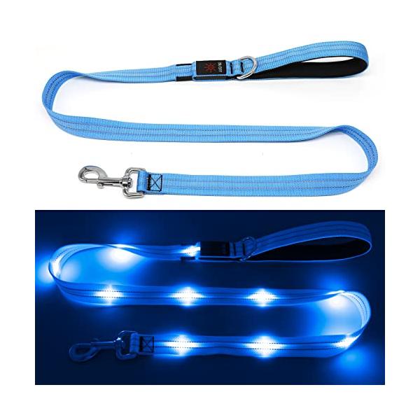 ブルー/ワンサイズ/-・Color:ブルー・??非常に明るく、より安全 - 2024年製の新しいランプビーズを採用。500フィートの視認性により、犬が交通の中で見やすくなります。犬用のLEDリードを使用すると、夜の散歩であなたとあなたの犬の...