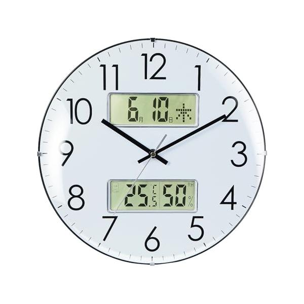 モダンホワイト/電波：33.5/-・Color:ホワイトSize:電波：33.5・メーカー：1年・機能:電波受信機能(自動受信、手動受信)、ステップ秒針、夜間秒針停止機能(午後10時~午前6時)、カレンダー表示、温度表示、湿度表示ル・本体サ...