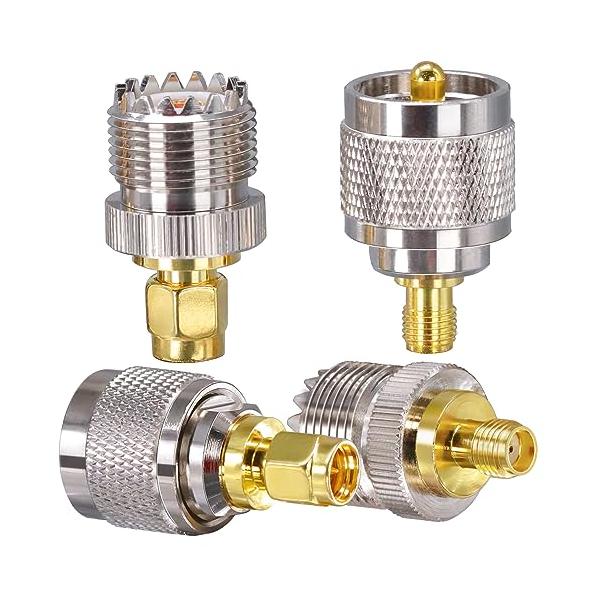 -/SMA-M型コネクタキット4個/L1・Size:SMA-M型コネクタキット4個・パッケージ個数:1・タイプと詳細 SMA から UHF へのコネクタ キット (4 個セット); 色: 金と銀; 材質: 金メッキ銅とニッケルメッキ真鍮。S...