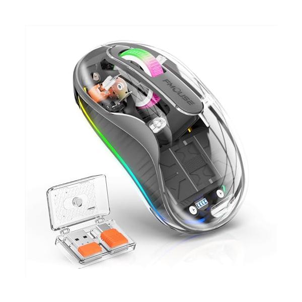 グレー/-/-・Color:グレー・「３モードマウス」2.4Gとブルートゥースのデュアルモード機能を備え、高性能かつ快適な操作を提供します。USBレシーバー+２種類のBluetoothがあるため、ペアリング済みの三つのデバイスの間に切り替え...